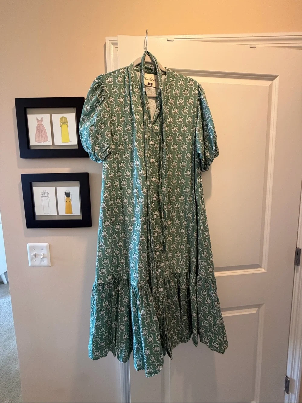 Fox & Hen | Dresses | Fox And Hen Green Floral Block Print Meg Midi ...